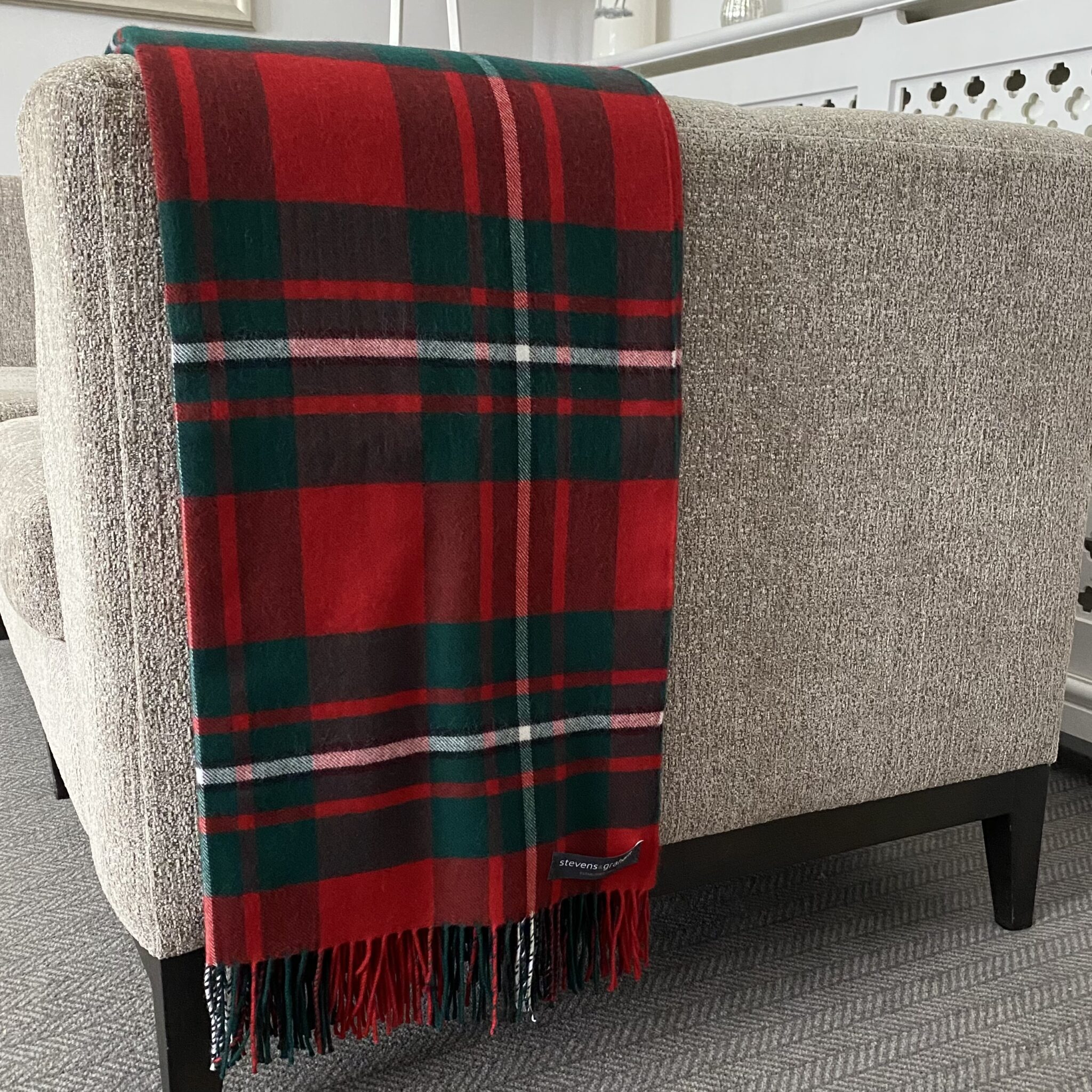 MacGregor Red Lambswool Throw | Stevens & Graham